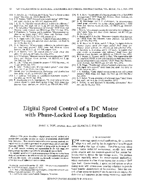 (PDF) Digital Speed Control of a DC Motor With Phase-Locked Loop Regulation