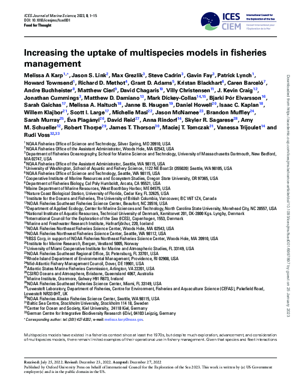 (PDF) Increasing the uptake of multispecies models in fisheries management