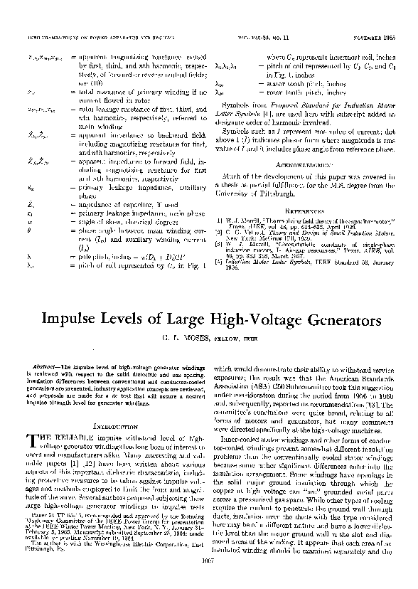 (PDF) Impulse Levels of Large High-Voltage Generators