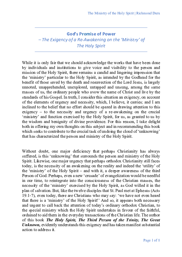 (PDF) The Lord’s Promise of Power – The Exigency of a Re-Awakening on ...