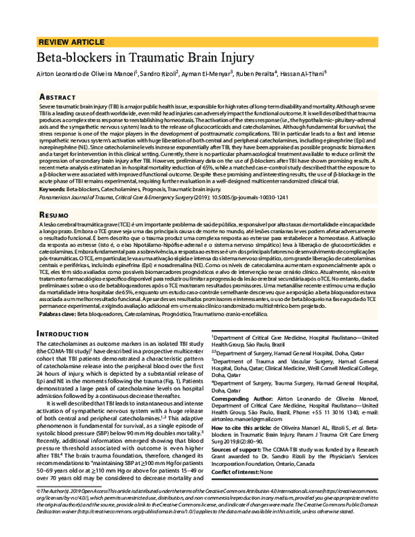 (PDF) Beta-blockers in Traumatic Brain Injury