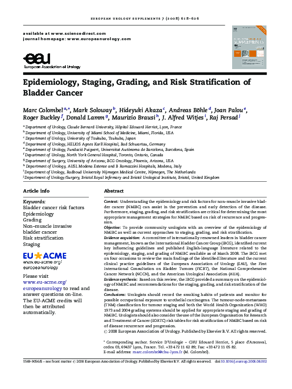 (PDF) Epidemiology, Staging, Grading, and Risk Stratification of ...