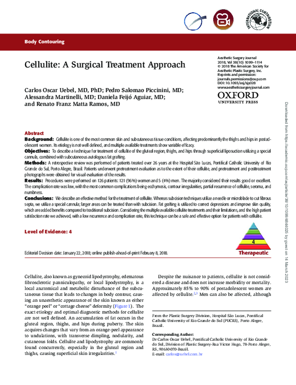 (PDF) Cellulite: A Surgical Treatment Approach