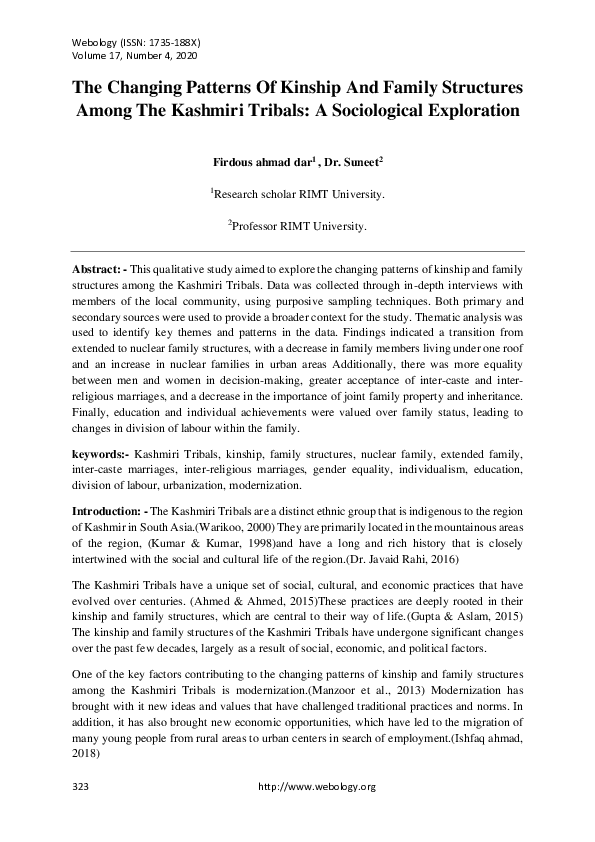 (PDF) The Changing Patterns Of Kinship And Family Structures Among The ...