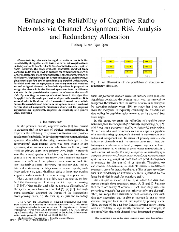 (PDF) Enhancing the reliability of cognitive radio networks via channel assignment: risk ...
