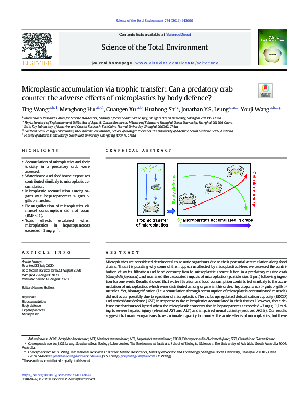 (PDF) Microplastic accumulation via trophic transfer: Can a predatory ...