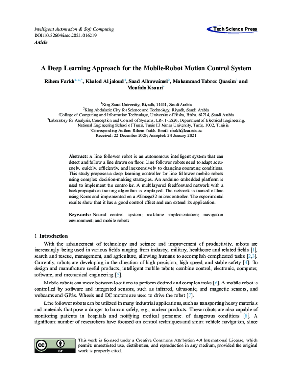 Pdf A Deep Learning Approach For The Mobile Robot Motion Control System Tabrez Quasim