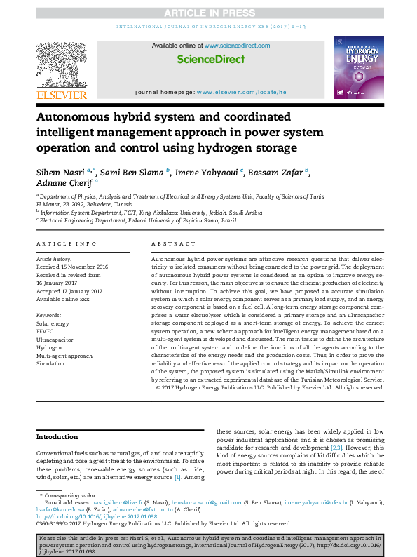 (PDF) Autonomous hybrid system and coordinated intelligent management approach in power system ...
