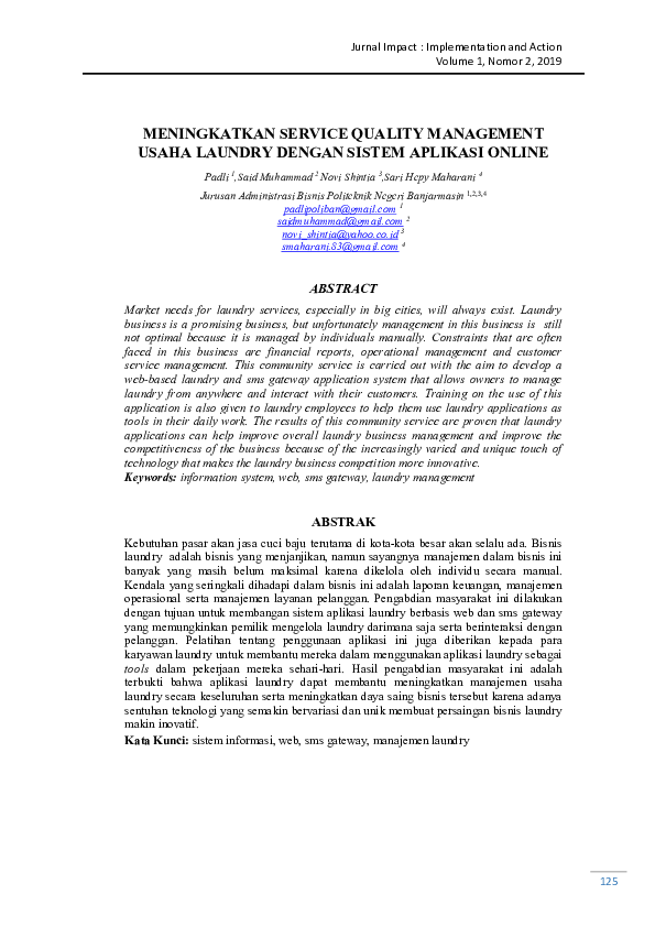 (PDF) Meningkatkan Service Quality Management Usaha Laundry Dengan ...