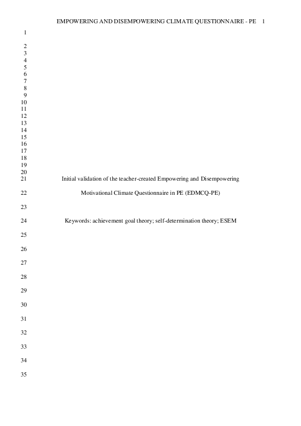 (PDF) Initial Validation of the Teacher-Created Empowering and Disempowering Motivational ...