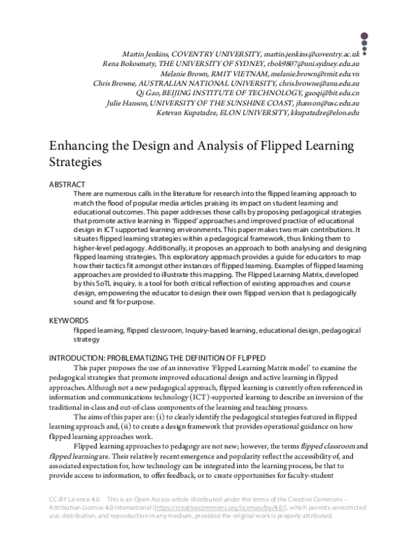 (PDF) Enhancing the Design and Analysis of Flipped Learning Strategies