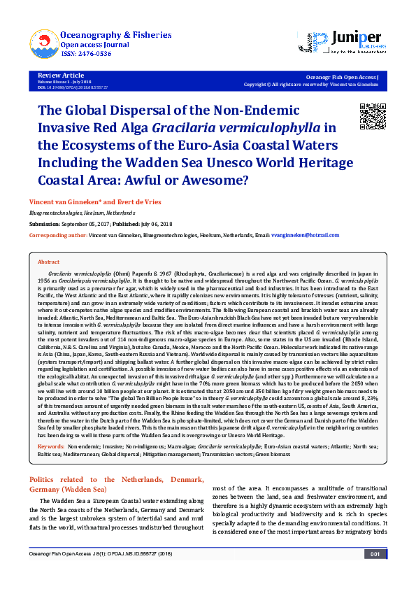 (PDF) The Global Dispersal of the Non-Endemic Invasive Red Alga ...