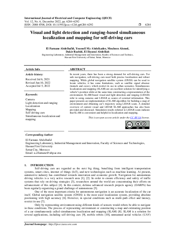 Pdf Visual And Light Detection And Ranging Based Simultaneous