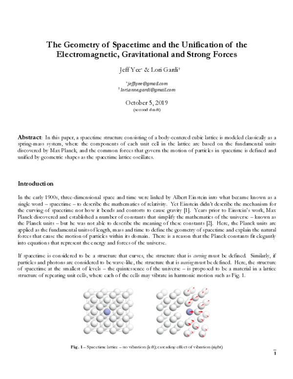 (PDF) The Geometry of Spacetime and the Unification of the ...