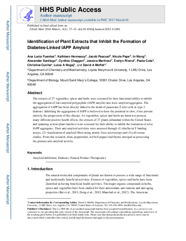 (PDF) Identification of plant extracts that inhibit the formation of ...