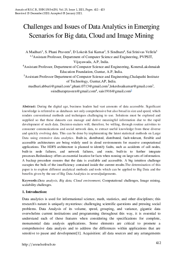 (PDF) Challenges and Issues of Data Analytics in Emerging Scenarios for ...
