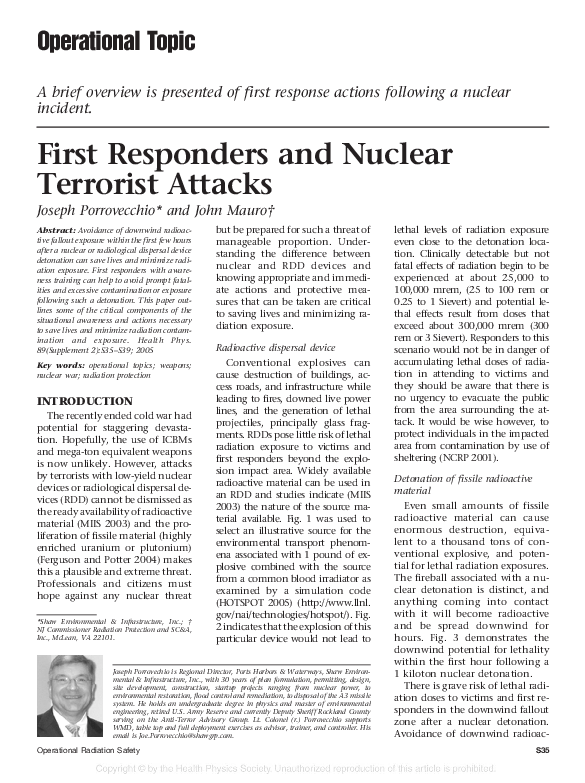 (PDF) First responders and nuclear terrorist attacks
