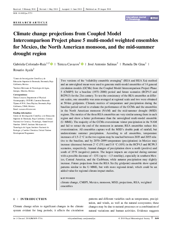 (PDF) Climate change projections from Coupled Model Intercomparison ...