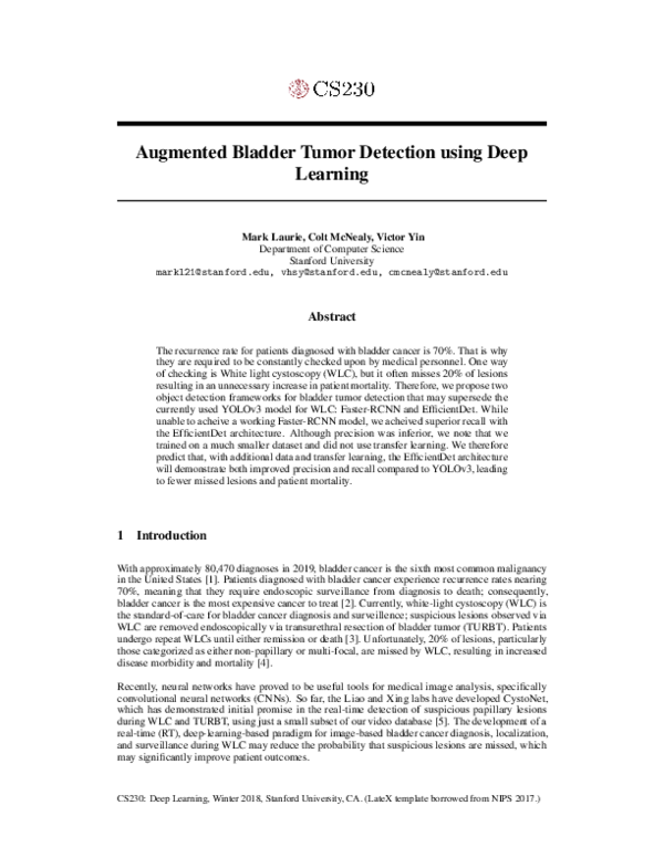 (PDF) Augmented Bladder Tumor Detection Using Deep Learning