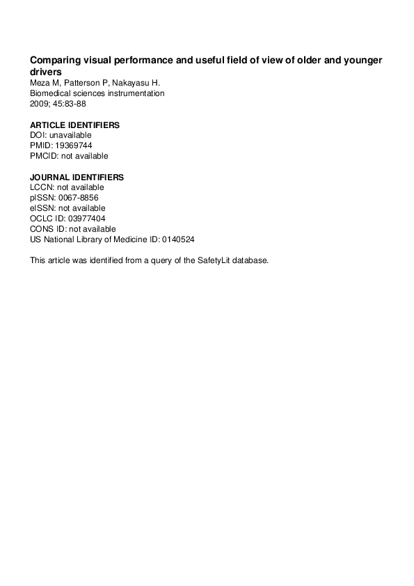 (PDF) Comparing visual performance and useful field of view of older ...