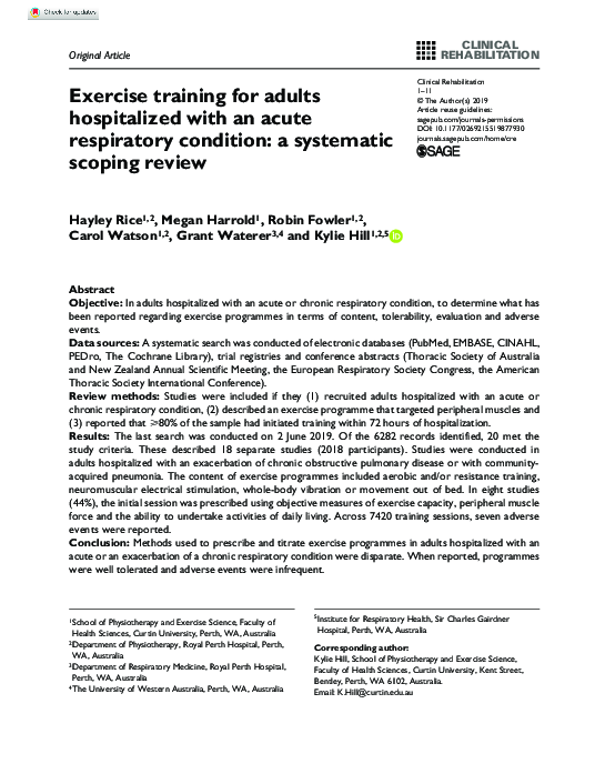 (PDF) Exercise training for adults hospitalized with an acute ...