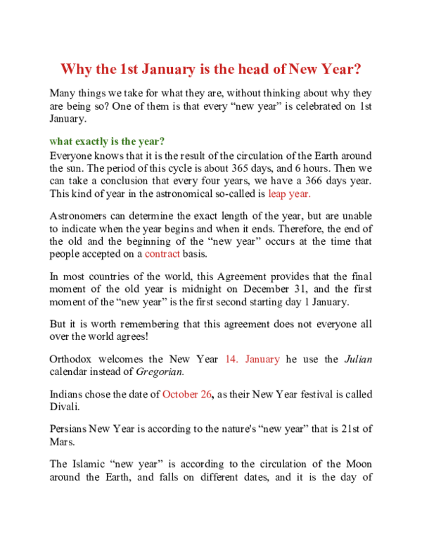 (PDF) Why the 1st January is the head of New Year?