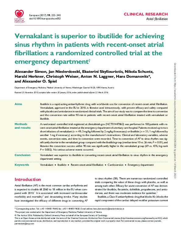 (PDF) Vernakalant is superior to ibutilide for achieving sinus rhythm ...
