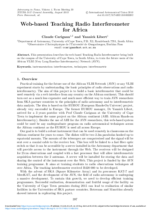 (PDF) Web-based Teaching Radio Interferometer for Africa