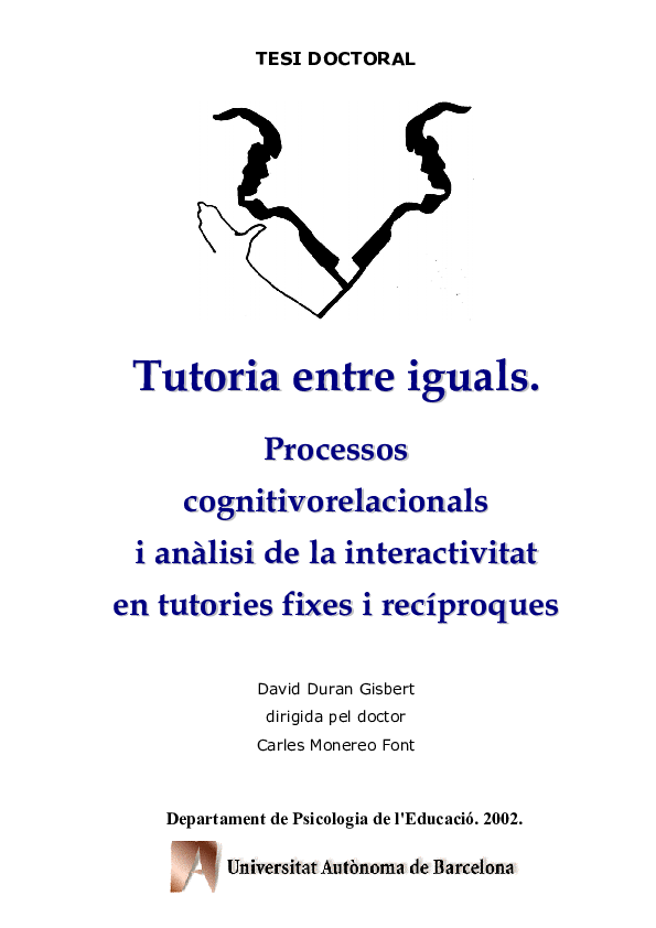 (PDF) Tutoria entre iguals : processos cognitivorelacionals i análisi de la interactivitat en ...