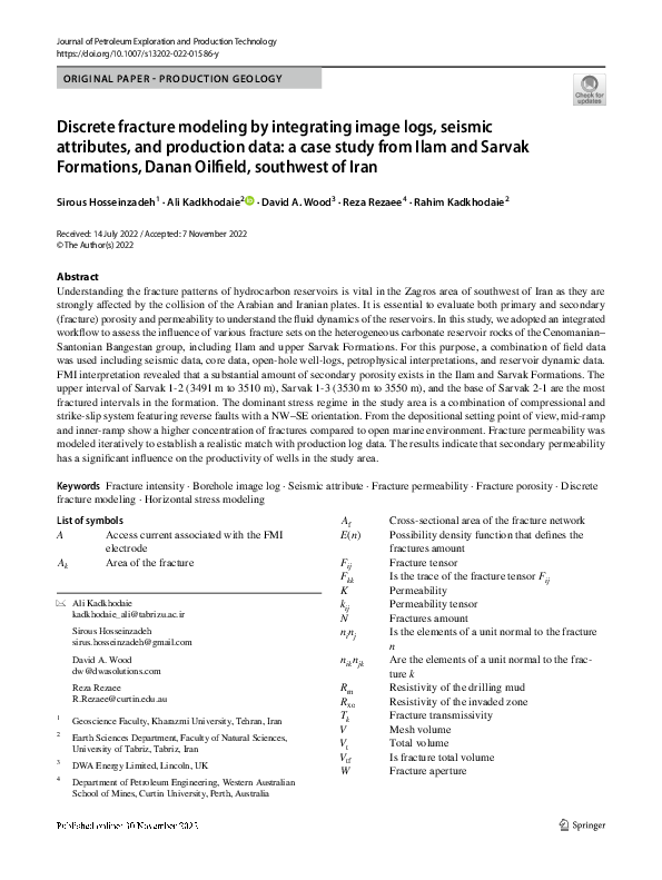 Pdf Discrete Fracture Modeling By Integrating Image Logs Seismic