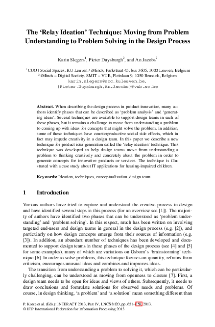 (PDF) Relay Ideation: Bridging Problem Understanding & Solutions