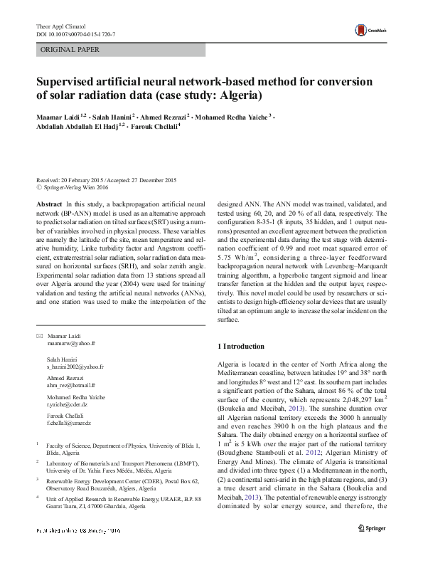 Pdf Supervised Artificial Neural Network Based Method For Conversion