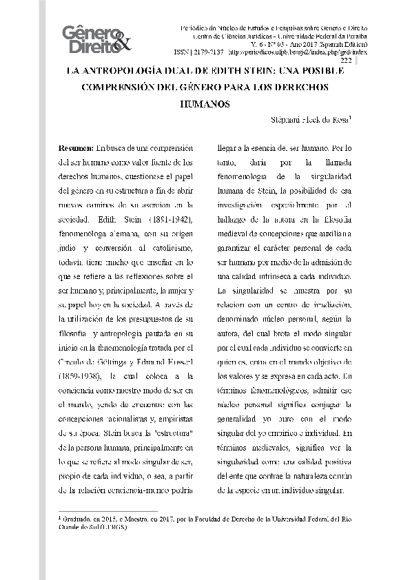 (PDF) La Antropologia Dual de Edith Stein: una posible compresión del ...