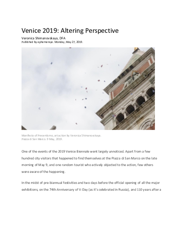 (PDF) Venice 2019: Altering Perspective
