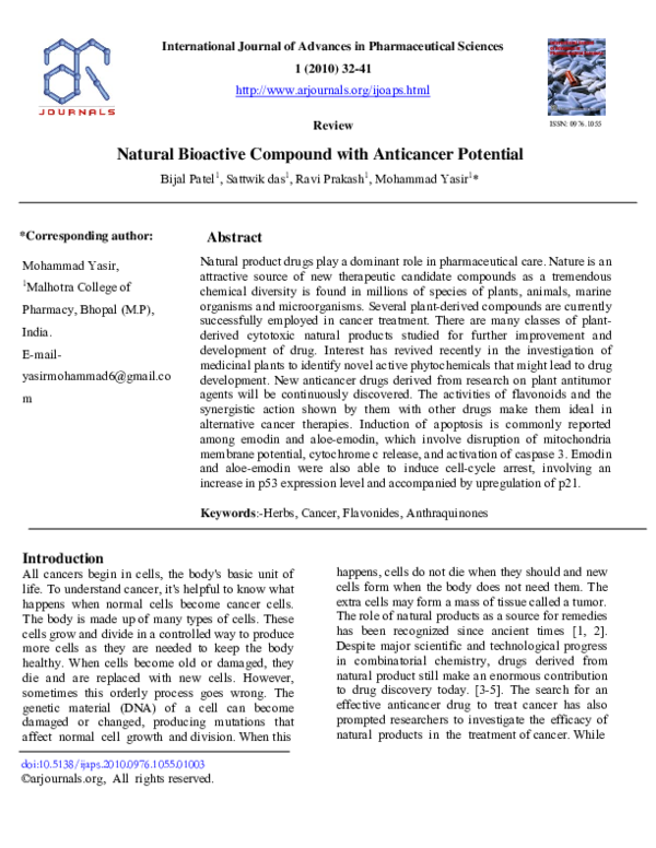 (PDF) Natural Bioactive Compound with Anticancer Potential