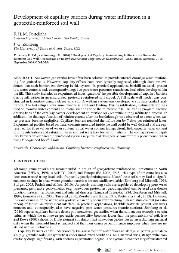 (PDF) Development of capillary barriers during water infiltration in a ...