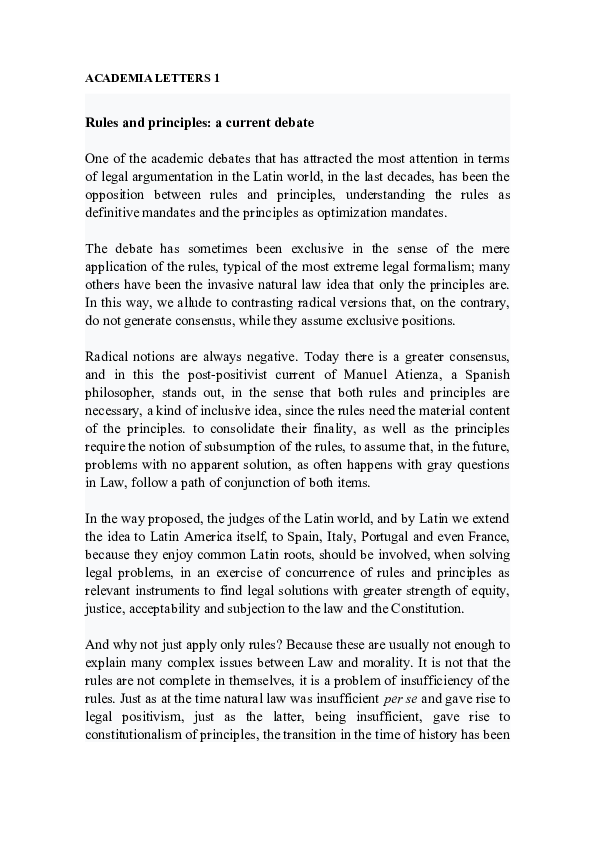 (DOC) ACADEMIA LETTERS 1 Rules and principles