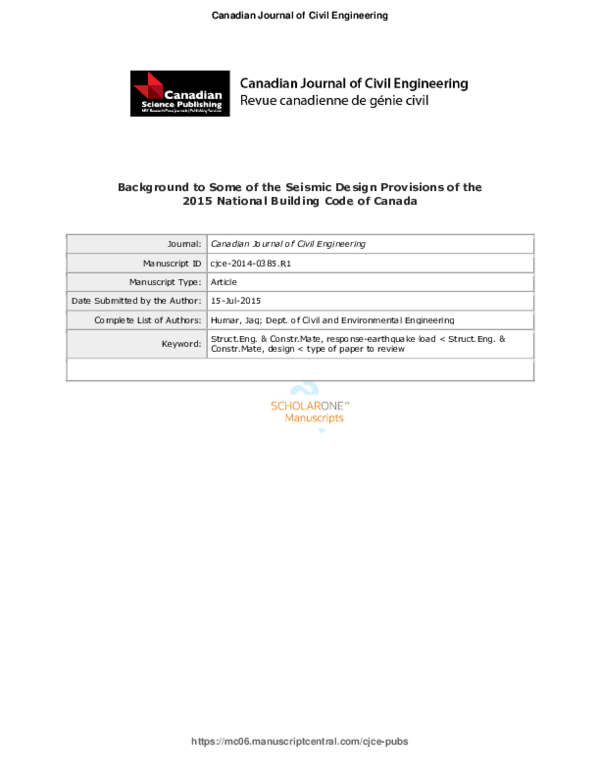 (PDF) Background to some of the seismic design provisions of the 2015 ...