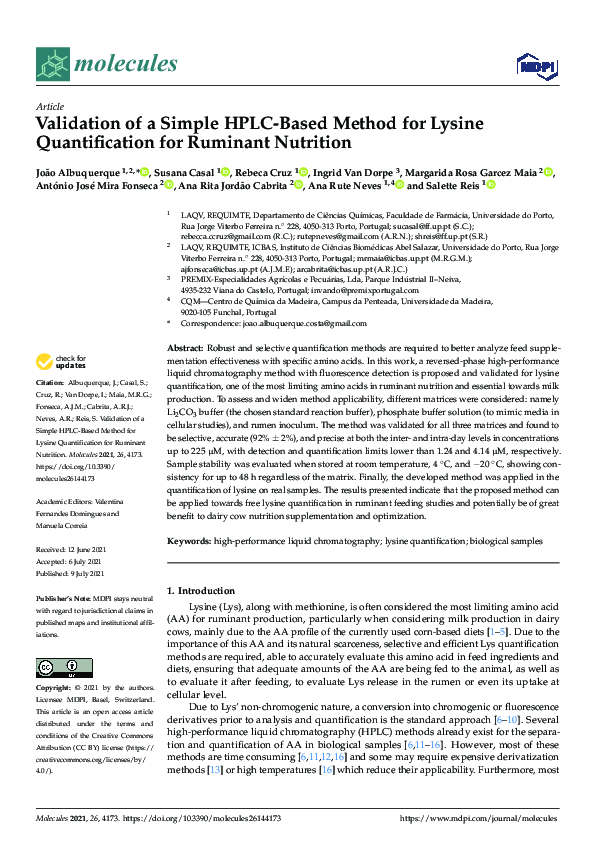 (PDF) Validation of a Simple HPLC-Based Method for Lysine ...
