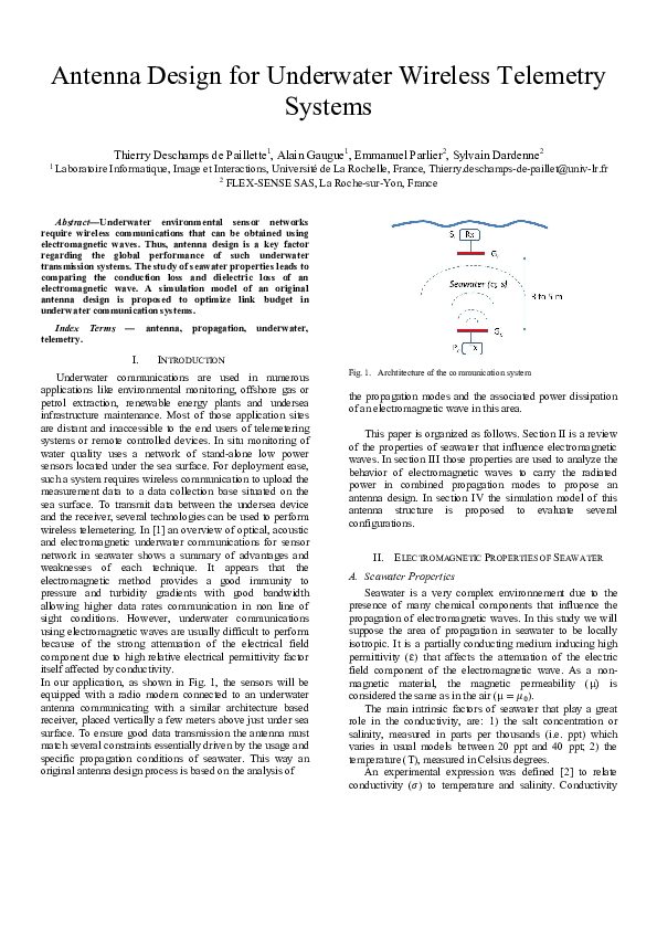 (PDF) Antenna design for underwater wireless telemetry systems