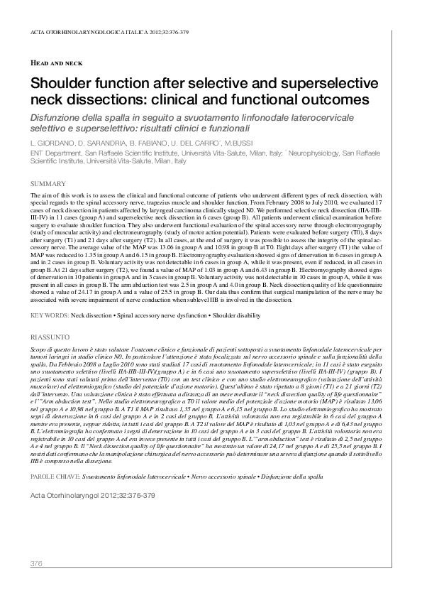 (PDF) Shoulder function after selective and superselective neck ...