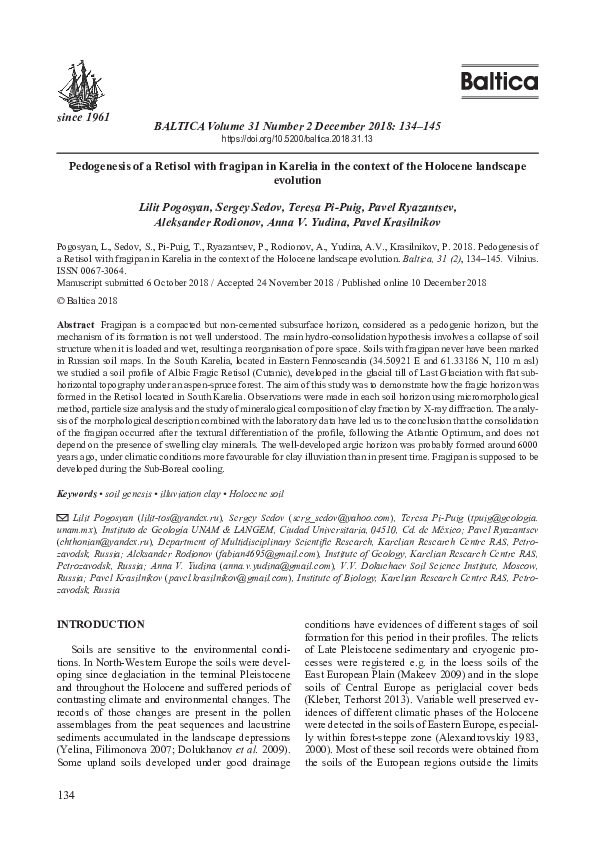 (PDF) Pedogenesis of a Retisol with fragipan in Karelia in the context ...