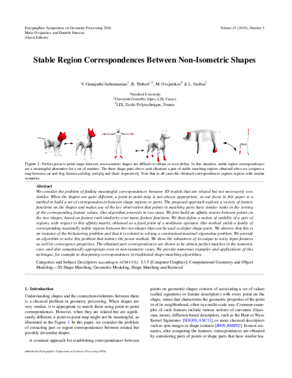 (PDF) Stable Region Correspondences Between Non-Isometric Shapes ...