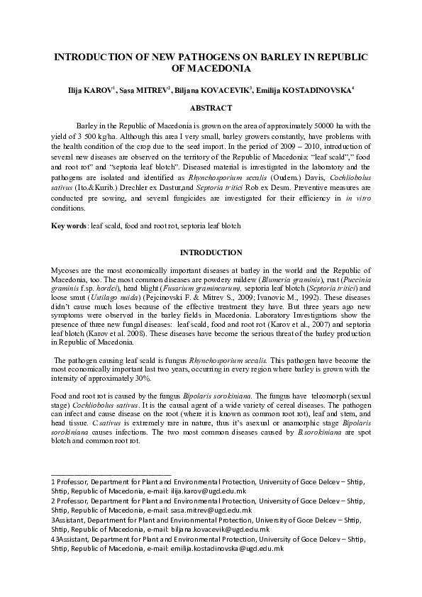 (DOC) Introduction of new pathogens on barley in Republic of Macedonia