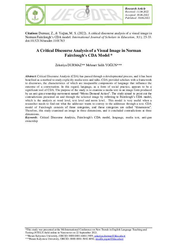 (PDF) A Critical Discourse Analysis of a Visual Image in Norman ...