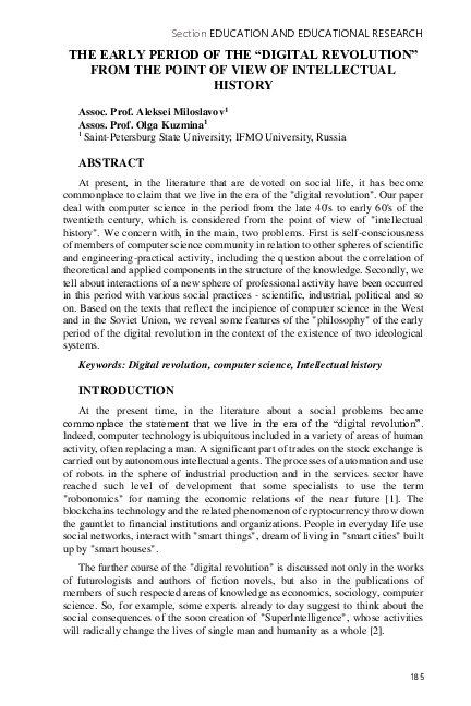 (PDF) The Early Period of the “Digital Revolution” from the Point of ...