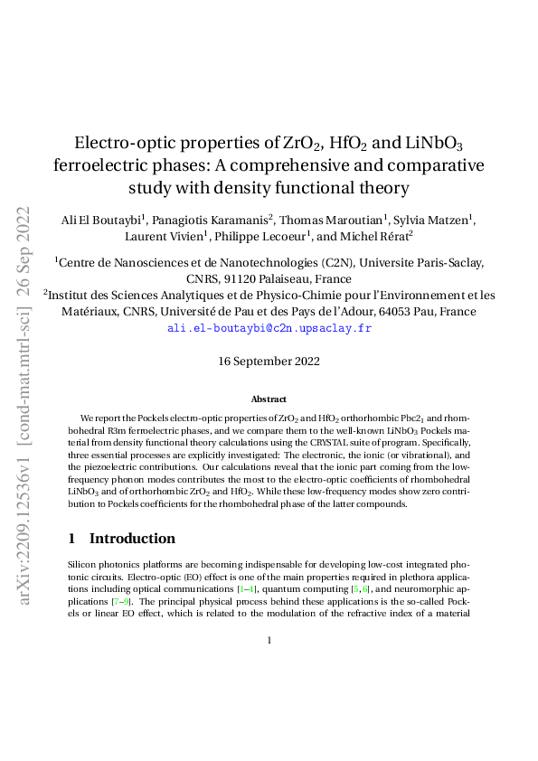 (PDF) Electro-optic properties of ZrO2, HfO2 and LiNbO3 ferroelectric ...
