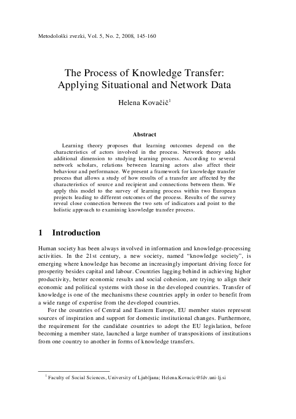 (PDF) The process of knowledge transfer