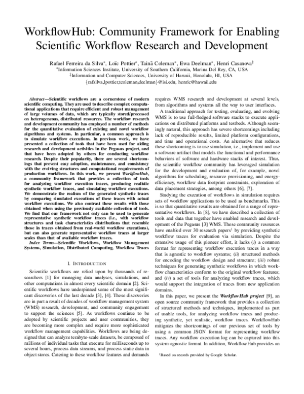 (PDF) WorkflowHub: Community Framework for Enabling Scientific Workflow ... (PDF) WorkflowHub: Community Framework for Enabling Scientific Workflow ...