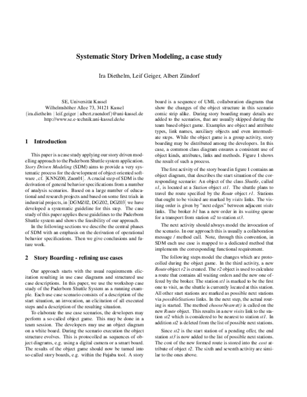 (PDF) Systematic story driven modeling: a case study